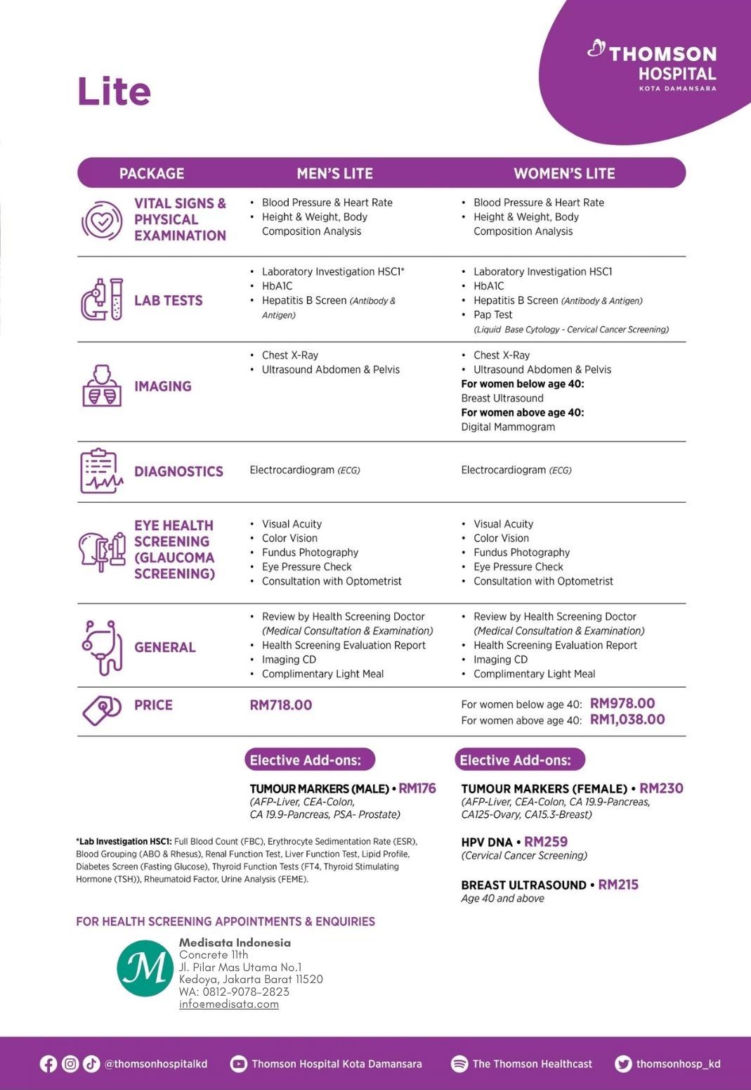 Paket Medical Check Up di Thomson Hospital | MediSata