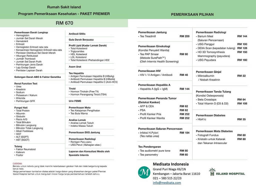 Paket Medical Check Up di Island Hospital | MediSata